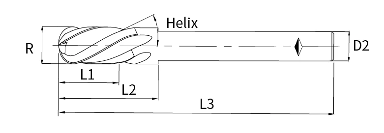 Custom Reduced Shank Ball Nose End Mill