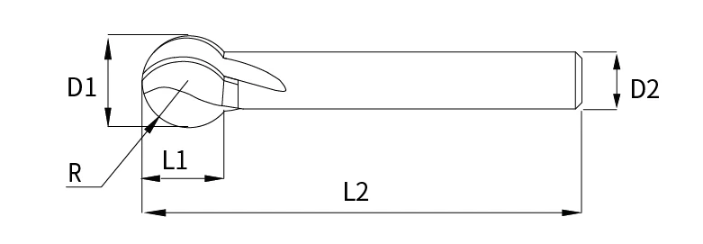 Custom Undercutting End Mill - Lollipop End Mill -Reduced Shank